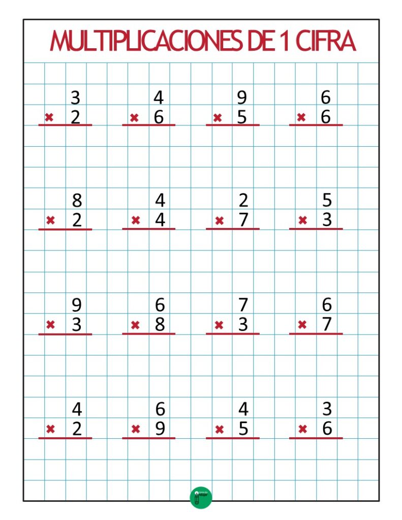 Cuadernillo de multiplicaciones de 1 cifra -Orientacion Andujar