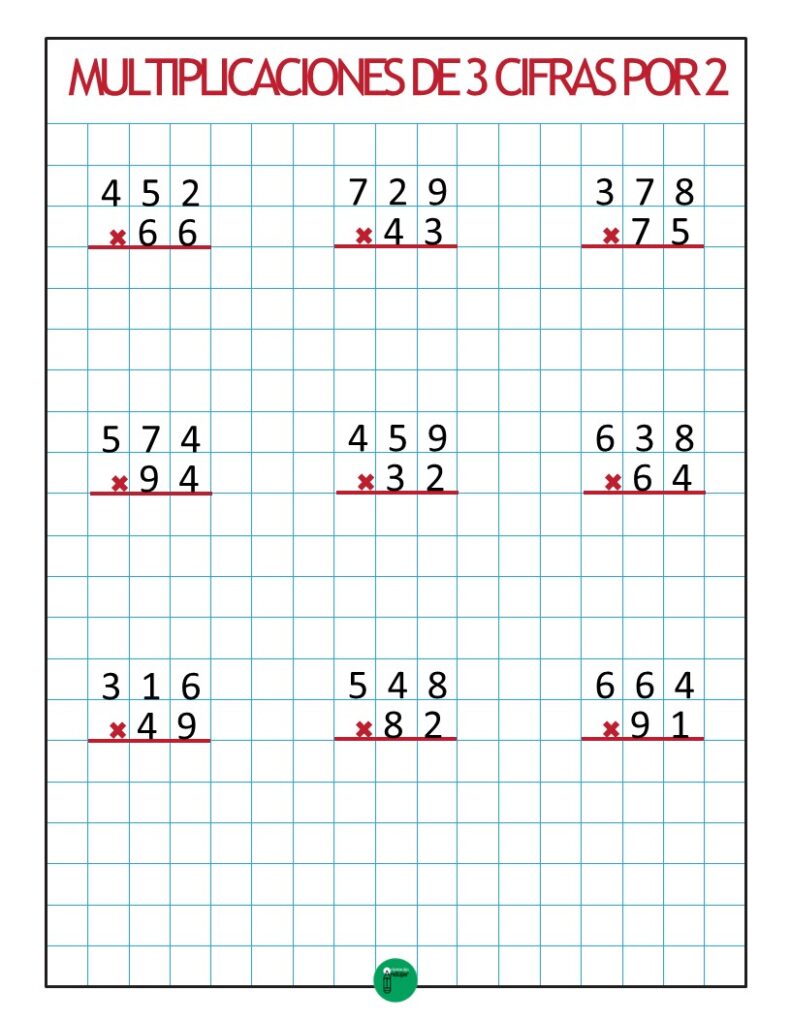 Cuadernillo de multiplicaciones de 3 cifras por 2 cifras -Orientacion ...