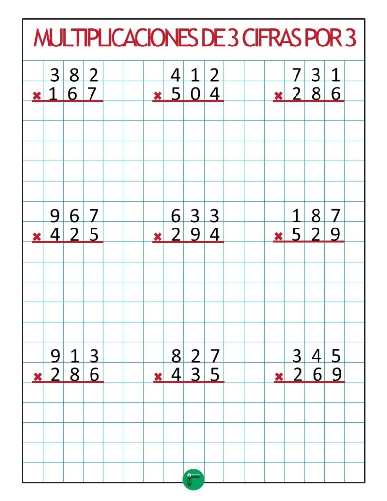 Cuadernillo de multiplicaciones de 3 cifras por 3 cifras -Orientacion ...