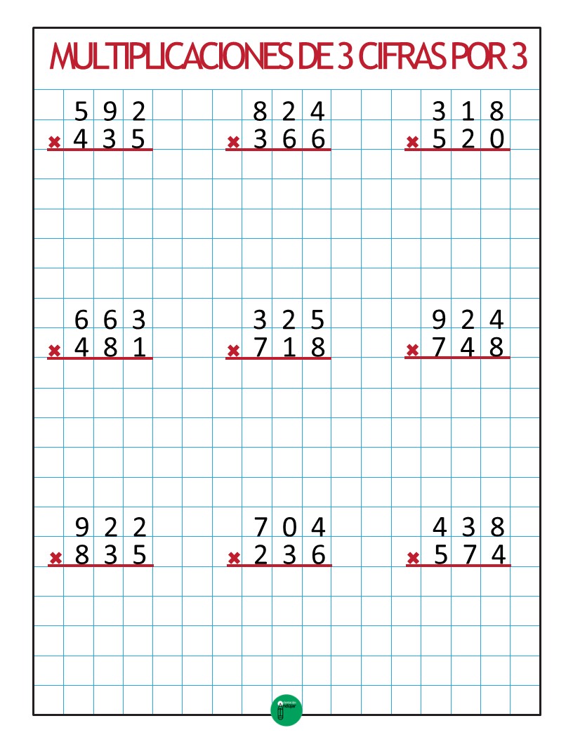 Cuadernillo De Multiplicaciones De 3 Cifras Por 3 Cifras Orientacion