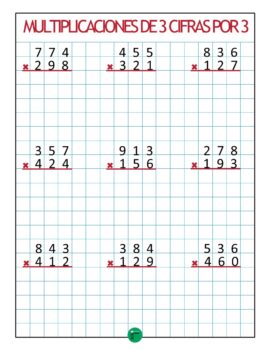Cuadernillo de multiplicaciones de 3 cifras por 3 cifras -Orientacion Andujar