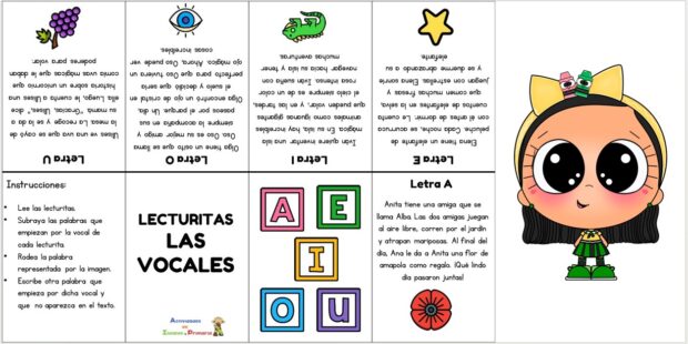 Lecturitas de las vocales en formato minilibro + instrucciones para ...