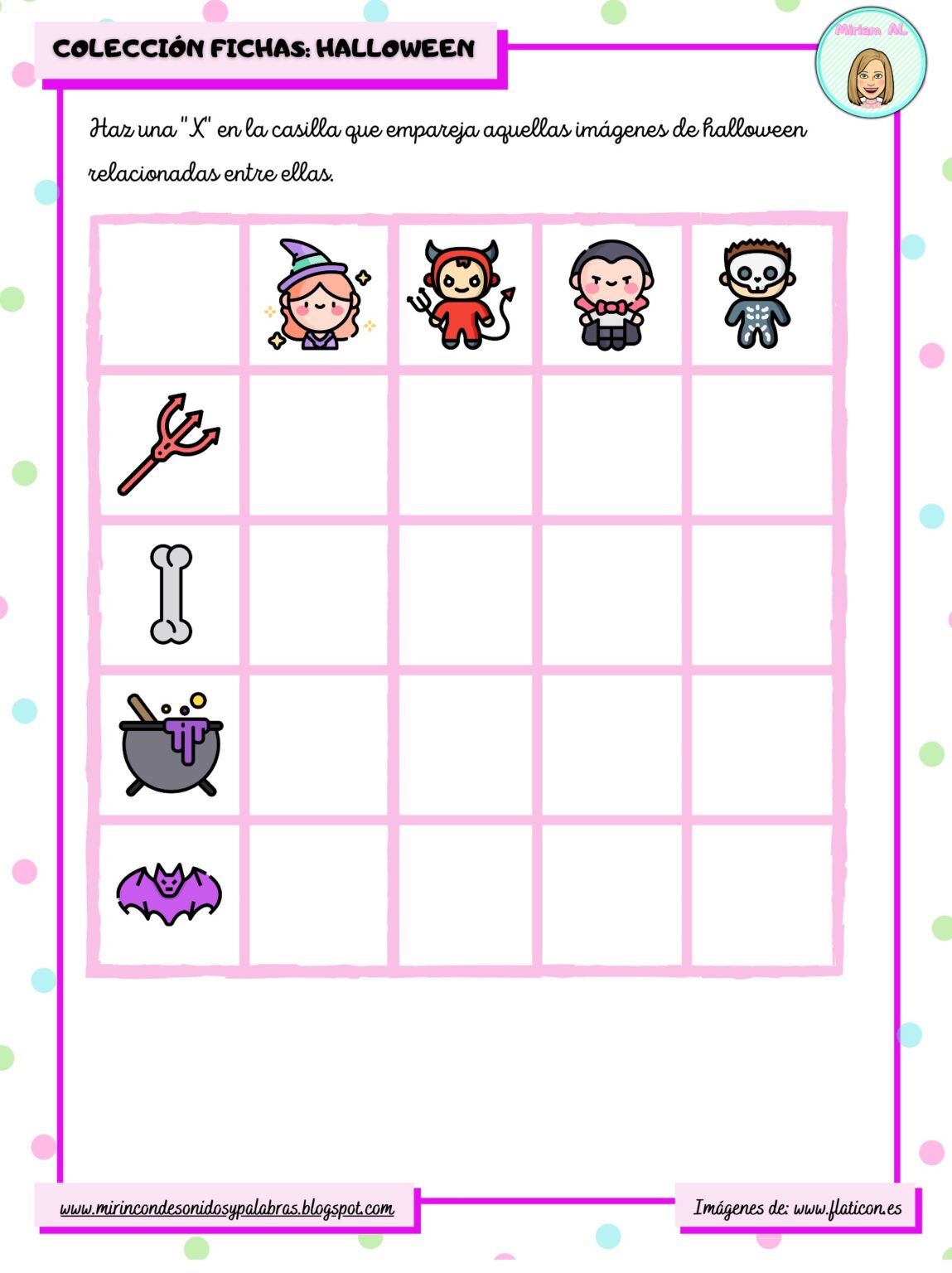 Colección fichas trabajar la atención halloween -Orientacion Andujar