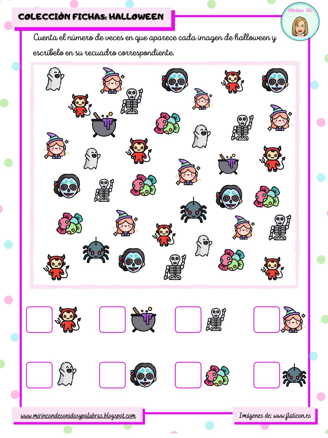 Colección fichas trabajar la atención halloween -Orientacion Andujar