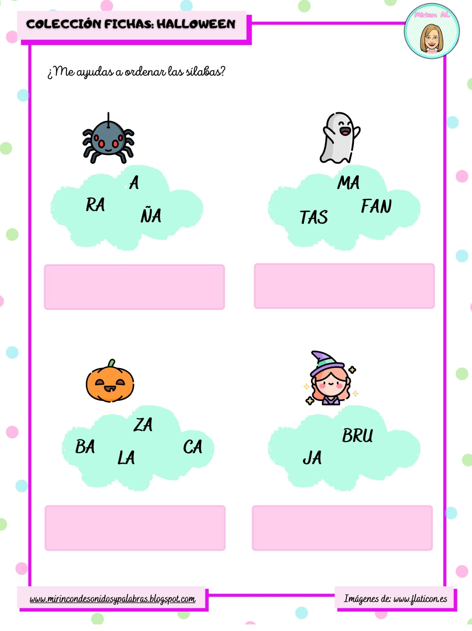 Colección fichas trabajar la atención halloween -Orientacion Andujar