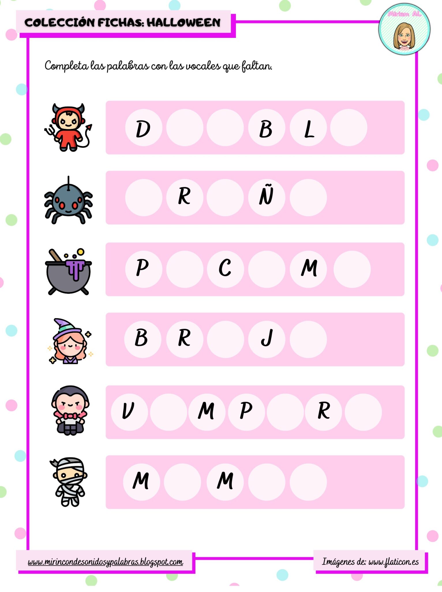 Colección fichas trabajar la atención halloween -Orientacion Andujar