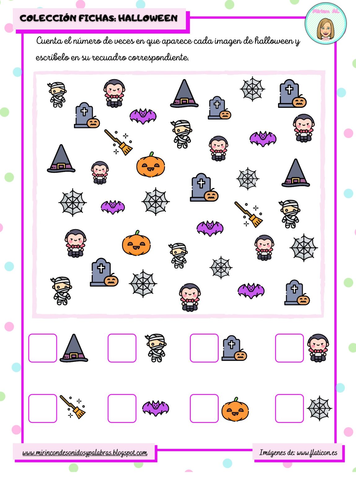 Colección fichas trabajar la atención halloween -Orientacion Andujar