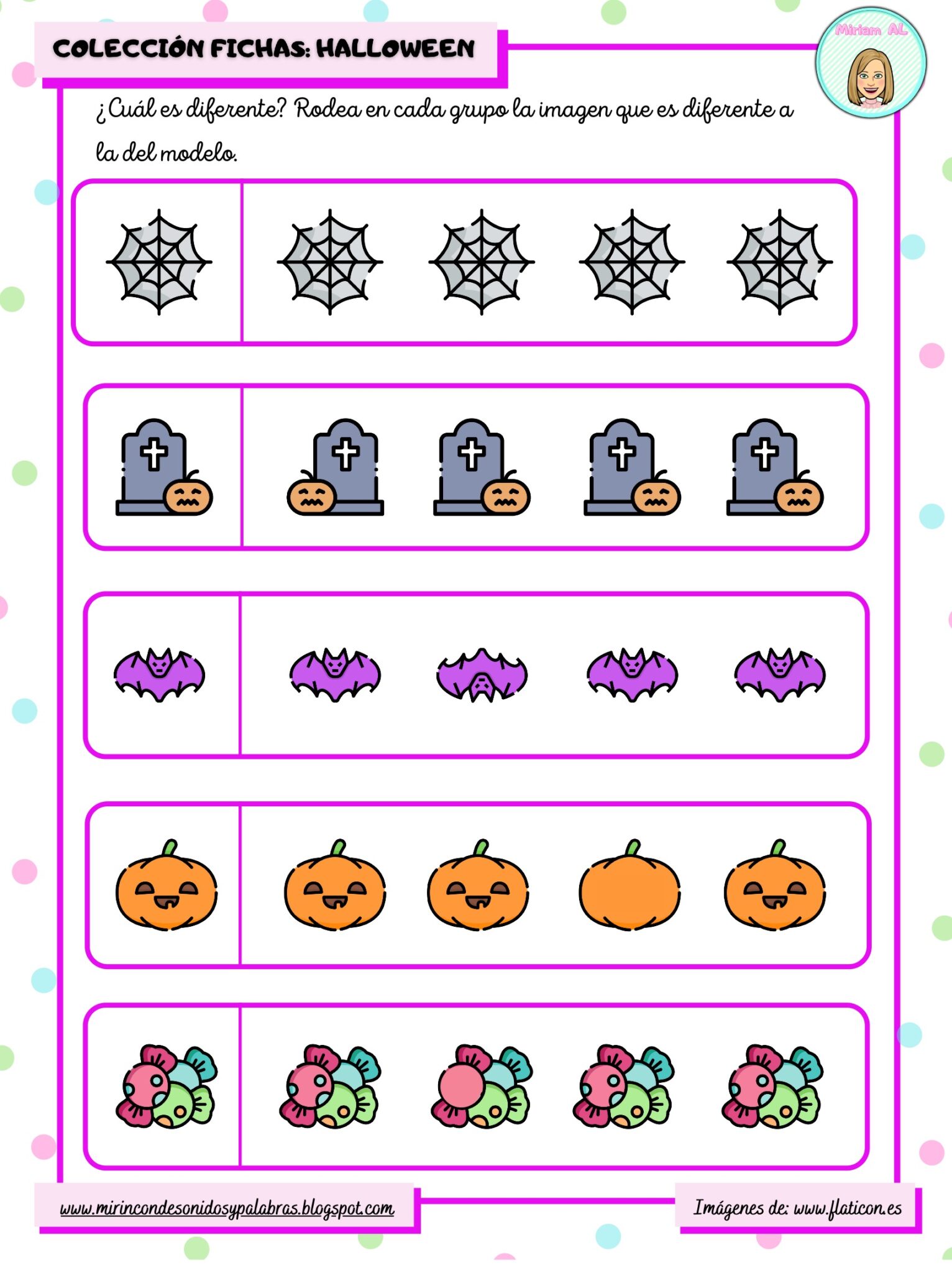 Colección fichas trabajar la atención halloween -Orientacion Andujar