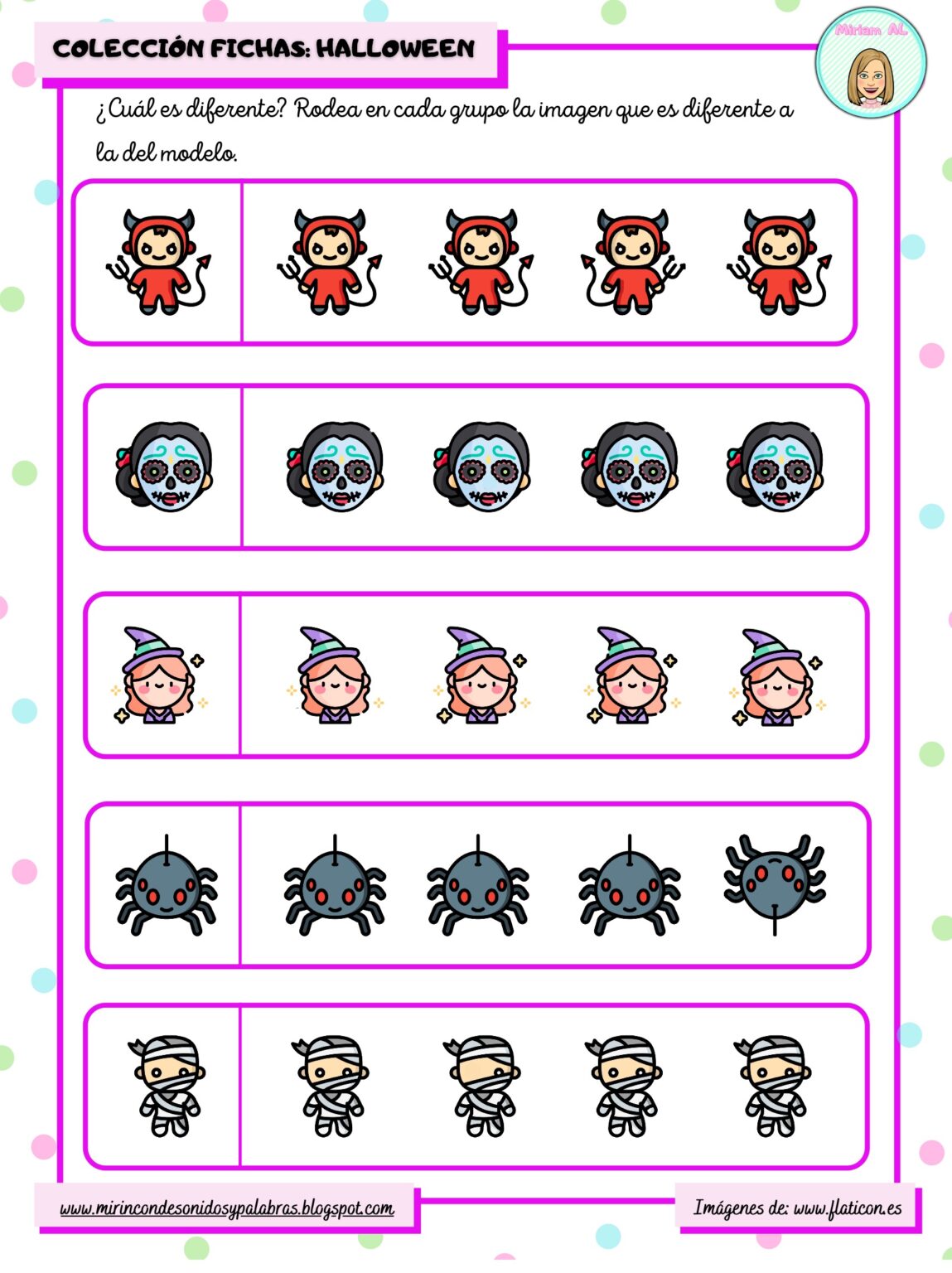 Colección fichas trabajar la atención halloween -Orientacion Andujar