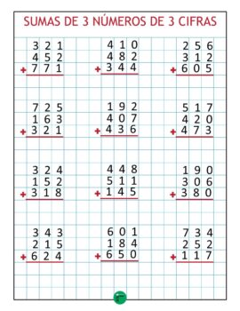 Cuadernillo fichas sumas de 3 números de 3 cifras + plantilla ...