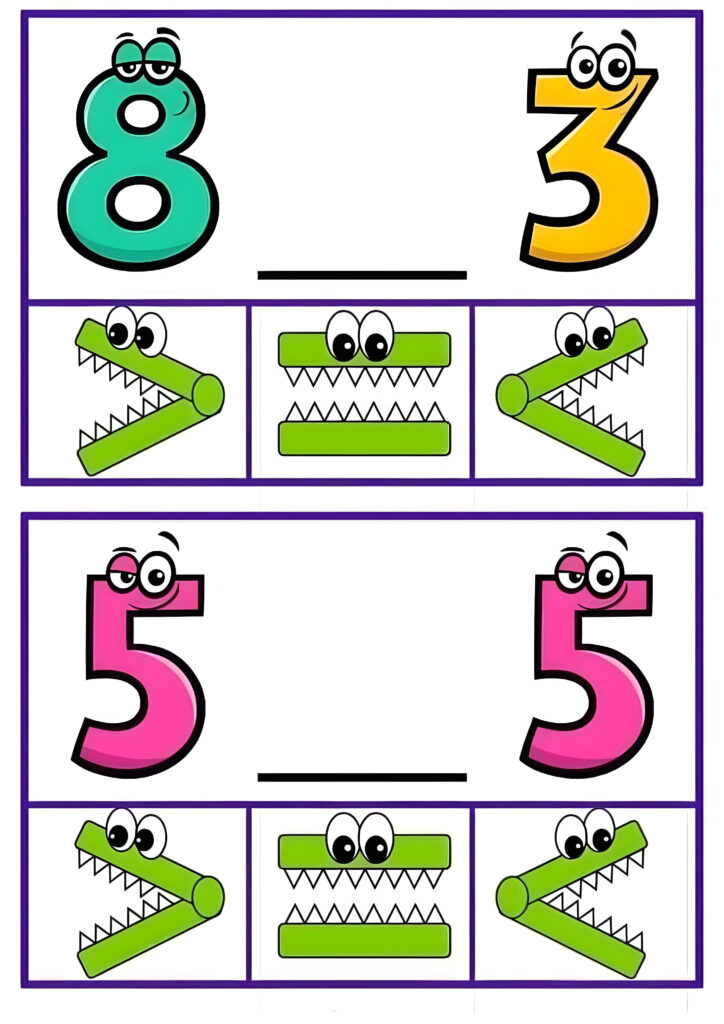 Divertidas Fichas Matemáticas para Practicar Menor Que Mayor Que ...