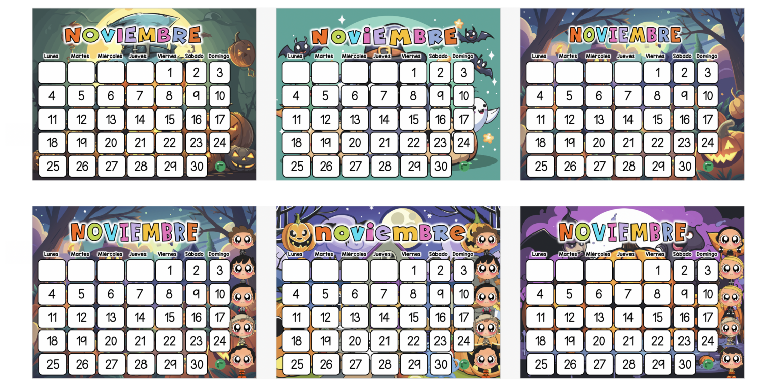 Preciosos calendarios de Noviembre 2024 para decorar tus clases ...