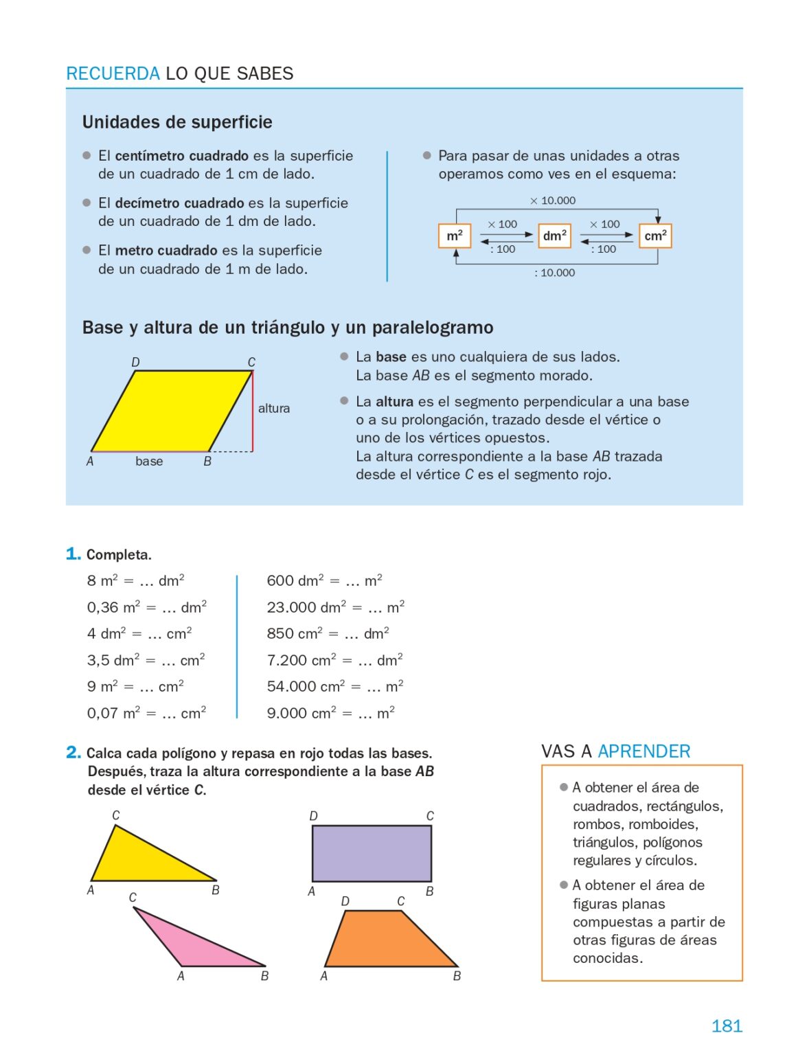 Ejercicios Áreas y Perímetros De Figuras Planas Matemáticas 6º de ...