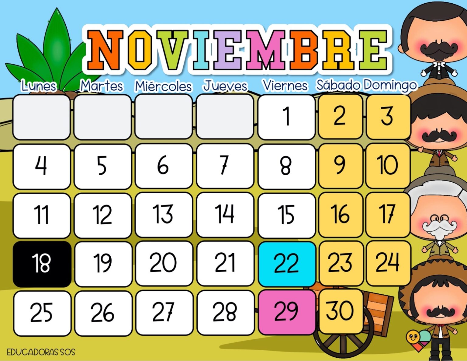 Preciosos calendarios de Noviembre para decorar tus clases, diferentes ...