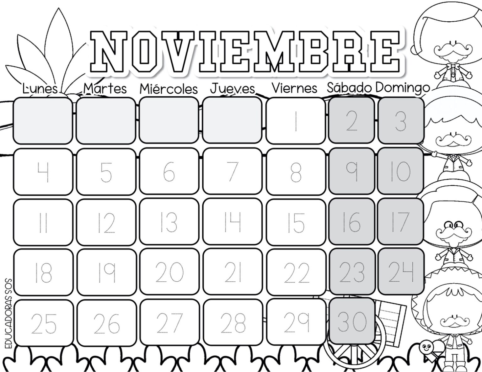 Preciosos calendarios de Noviembre para decorar tus clases, diferentes ...