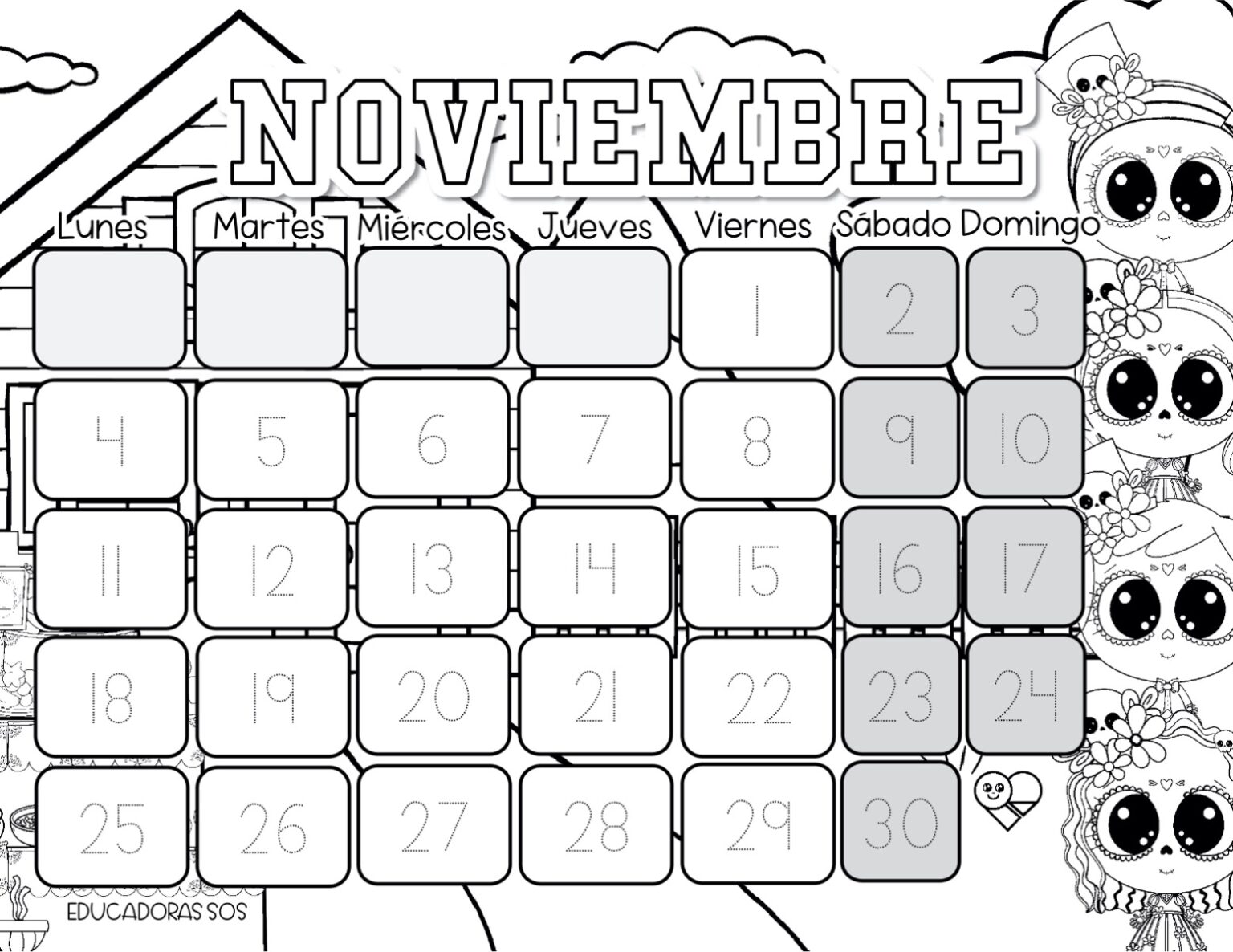 Preciosos calendarios de Noviembre para decorar tus clases, diferentes ...