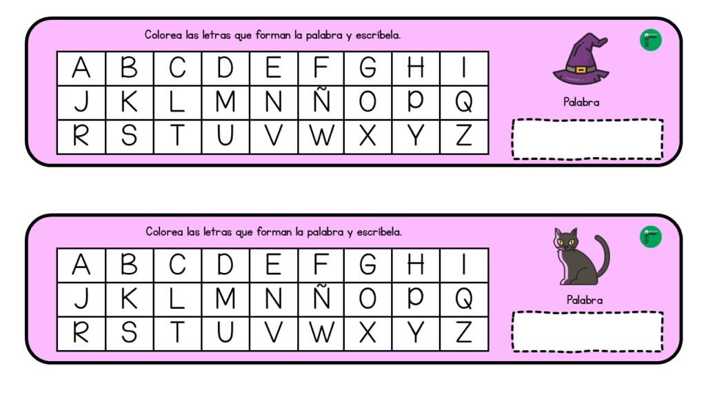 Tarjetitas para plastificar: Lectoescritura de palabras de Halloween ...