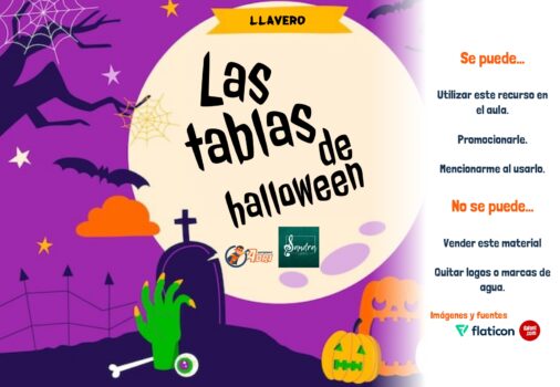 Llaverito de las tablas de multiplicar de Halloween -Orientacion Andujar