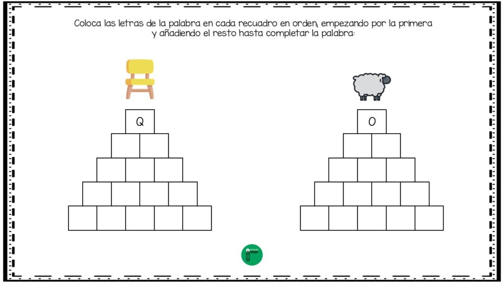 Letra a letra formamos pirámides de palabras -Orientacion Andujar