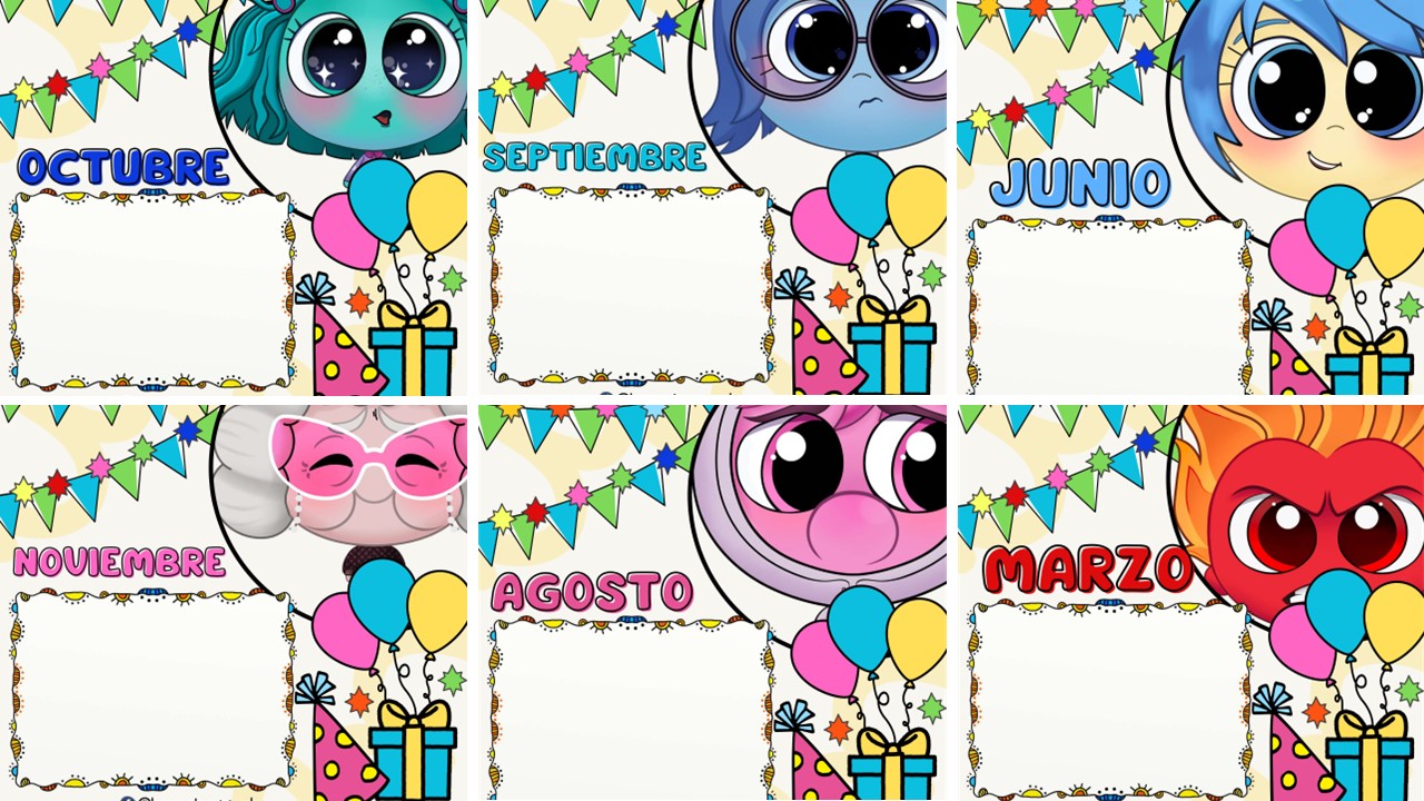 Cartelitos de cumpleaños con los personajes de Intensamente ...