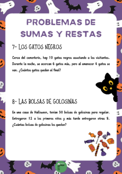 Problemas de Sumas y Restas Especial Halloween -Orientacion Andujar