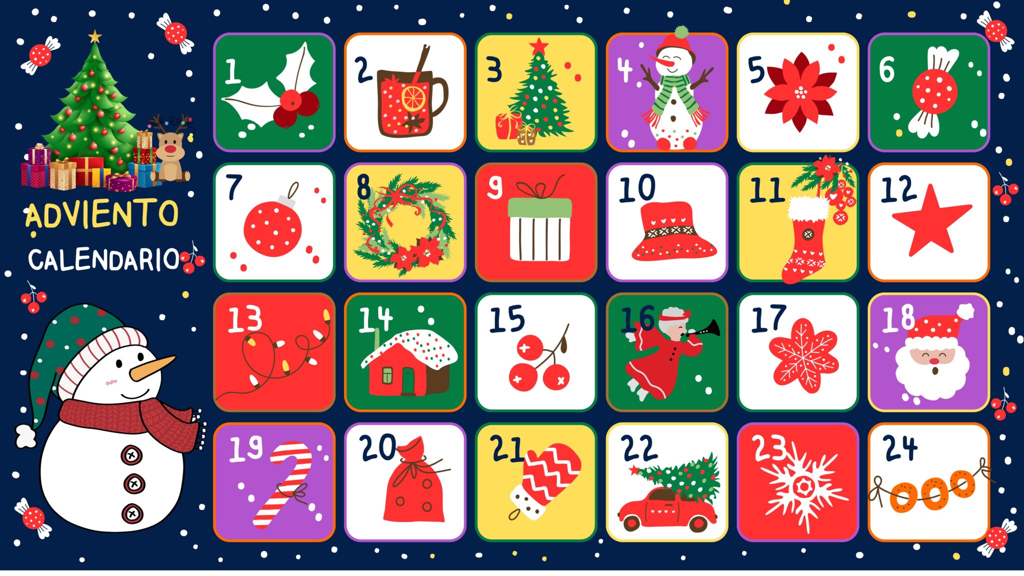 BONITO CALENDARIO DE ADVIENTO PARA DECORAR TU CLASE -Orientacion Andujar