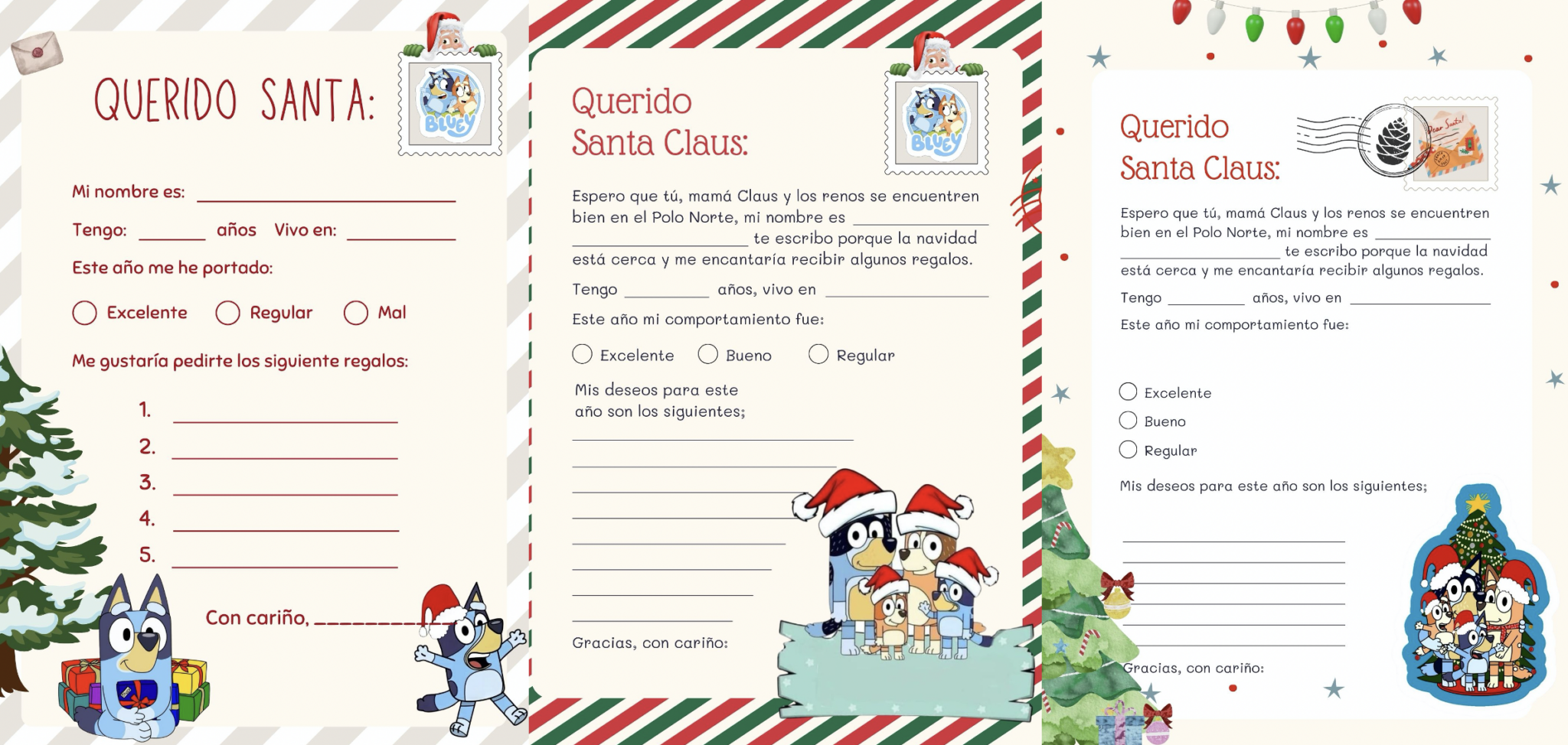 Bonitas carta para Santa Claus diferentes modelos especial BLUEY ...