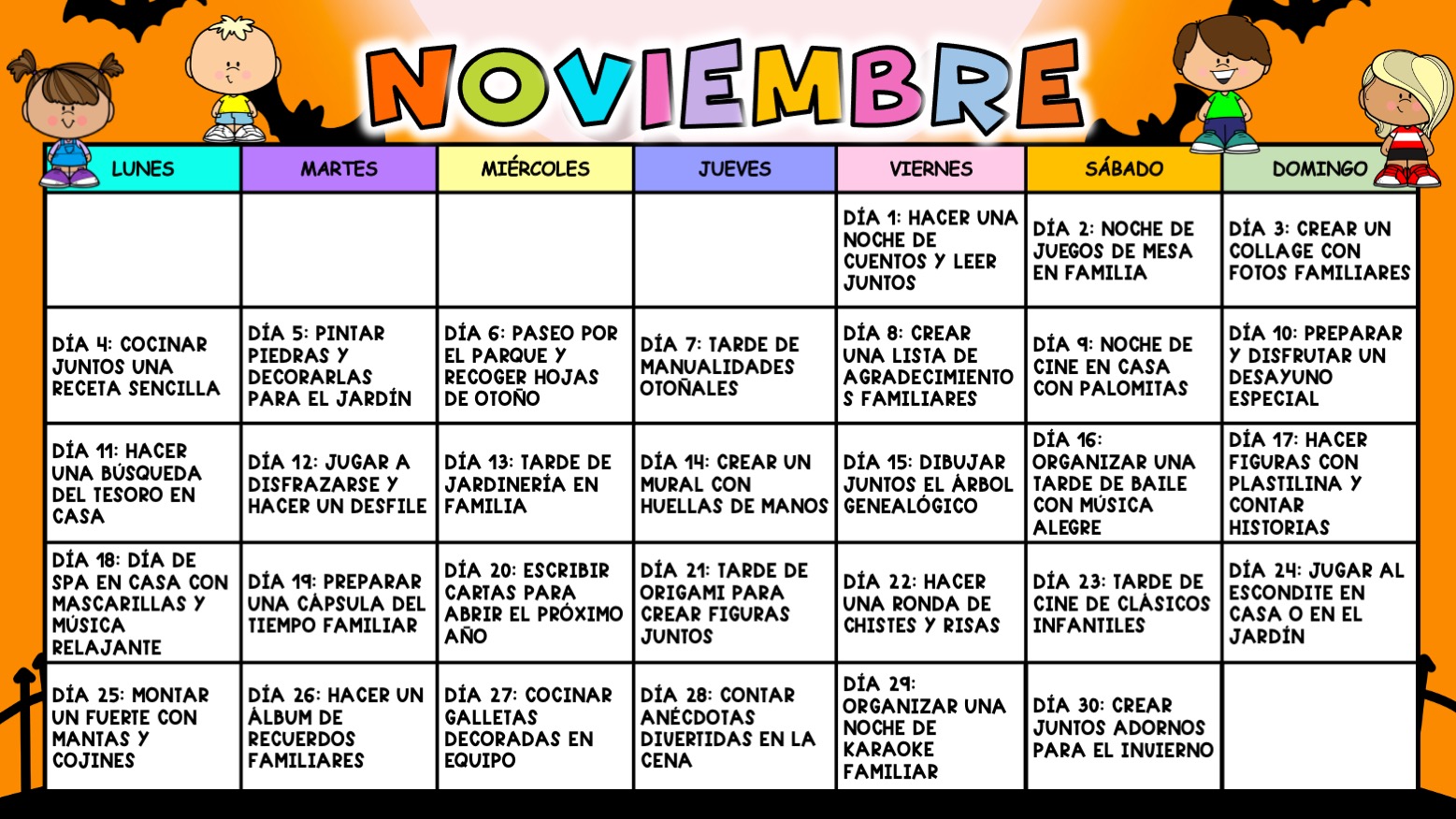 Ideas Para El Calendario De Noviembre Preciosos Calendarios De