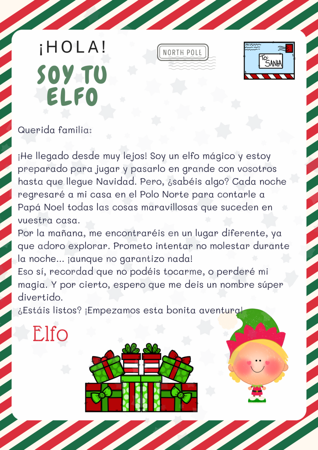 Cartas Bienvenida del elfo navideño directamente de Laponia -Orientacion Andujar