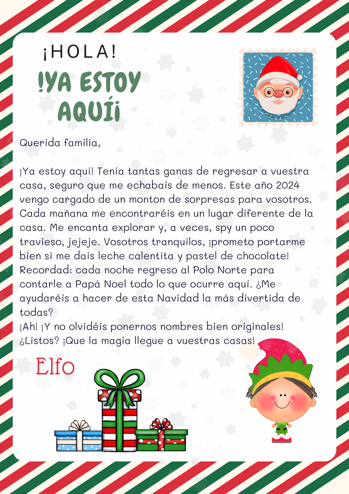Cartas Bienvenida del elfo navideño directamente de Laponia -Orientacion Andujar