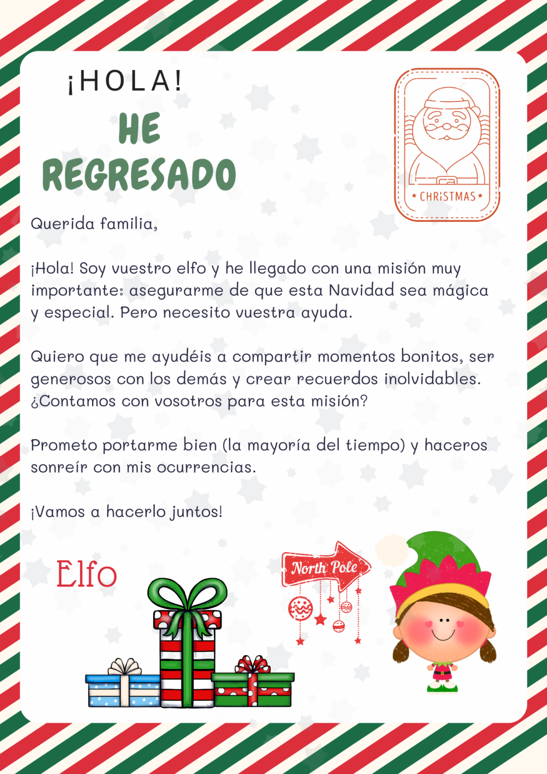 Desde El polo Norte carta del Elfo navideño - Orientacion Andujar