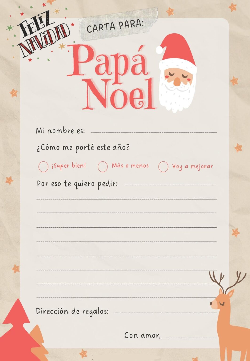 Modelos de cartas a Santa y Papa Noel Listas para imprimir -Orientacion ...