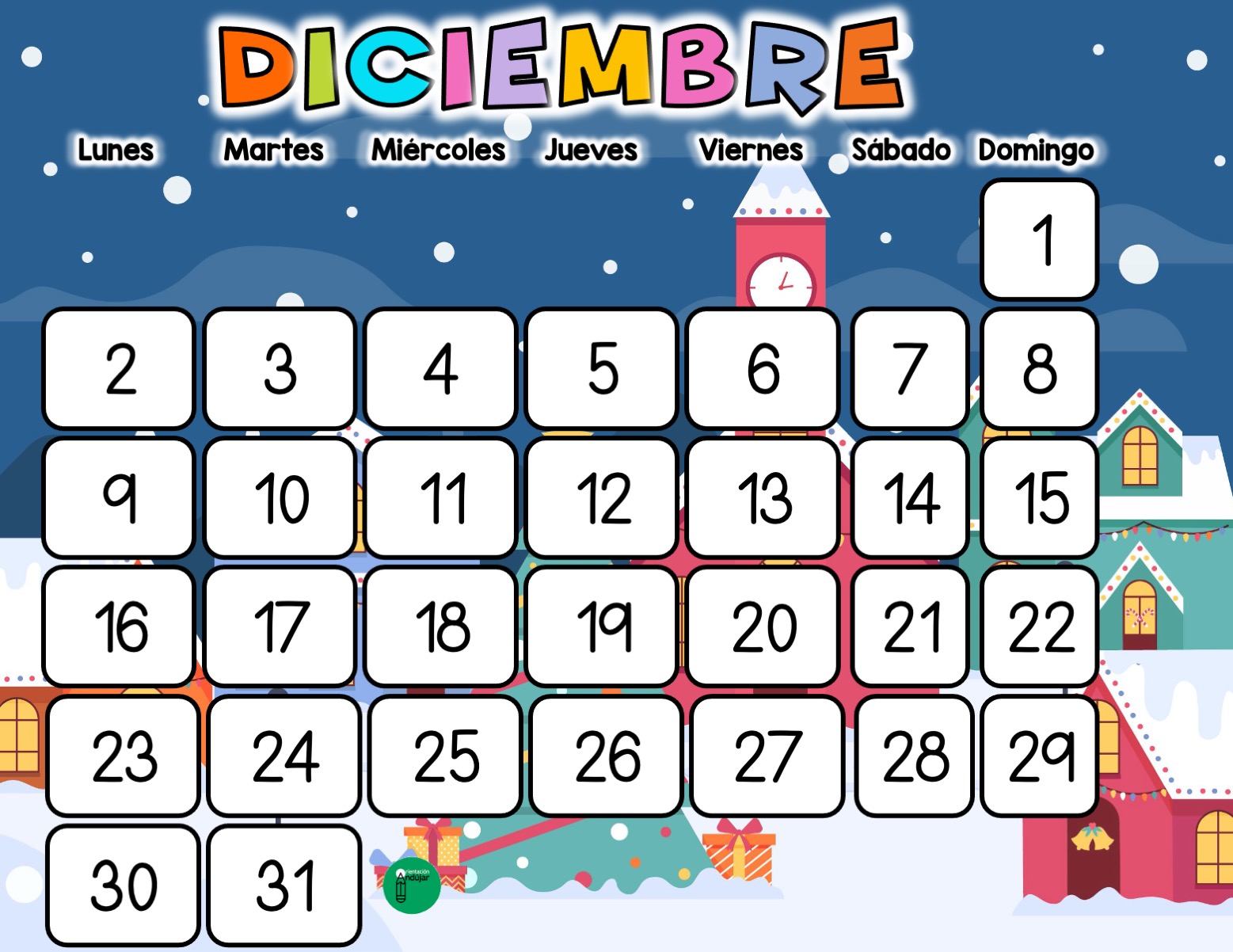 Preciosos calendarios de DICIEMBRE 2024 para decorar tus clases ...