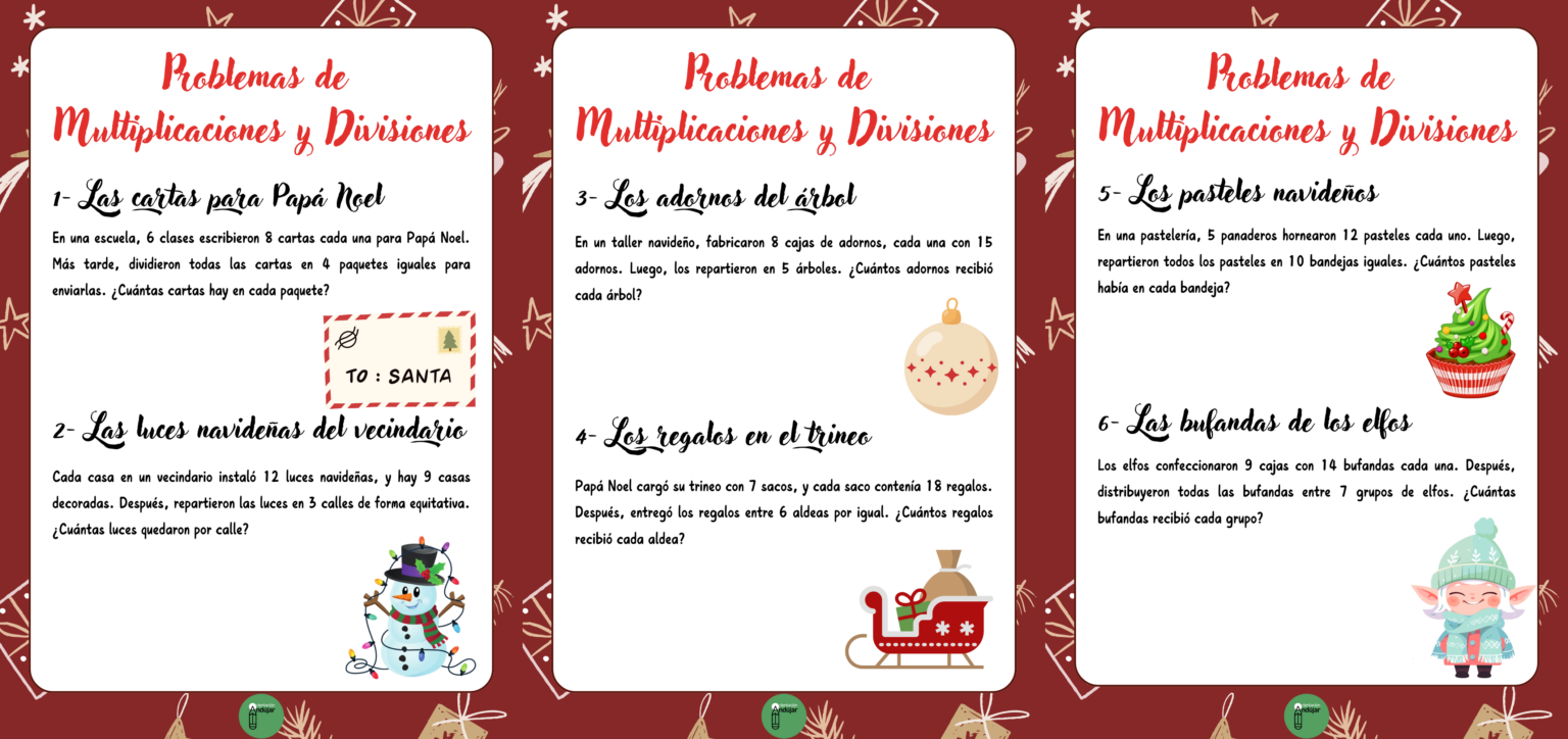 Problemas de Multiplicaciones y Divisiones Especial Navidad ...
