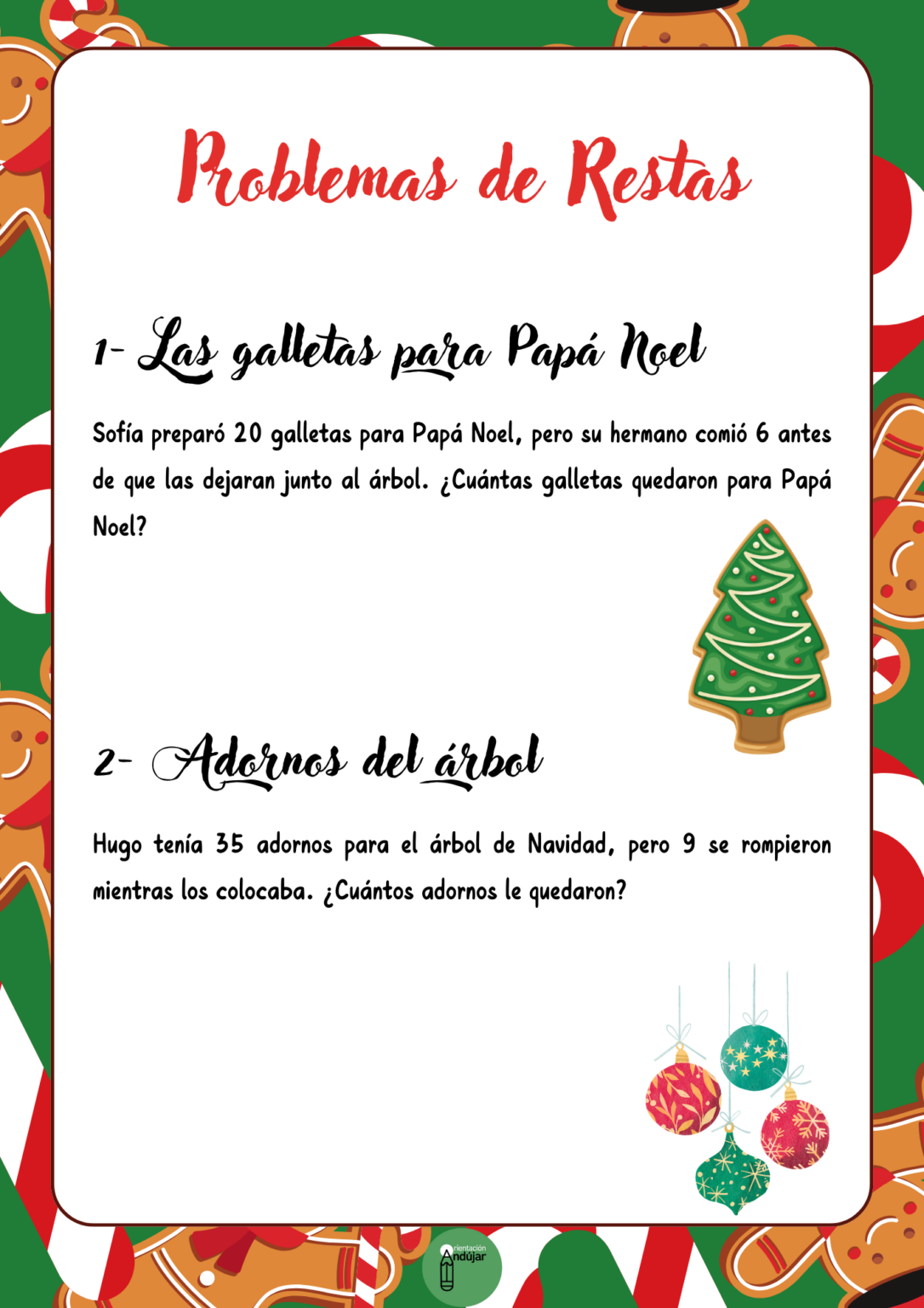 Problemas de Restas Especial Navidad -Orientacion Andujar