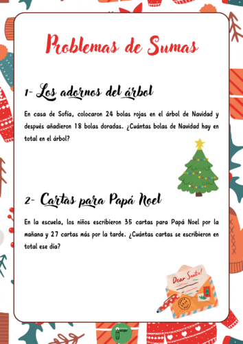 Problemas de Sumas Especial Navidad -Orientacion Andujar