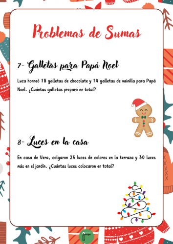 Problemas de Sumas Especial Navidad -Orientacion Andujar