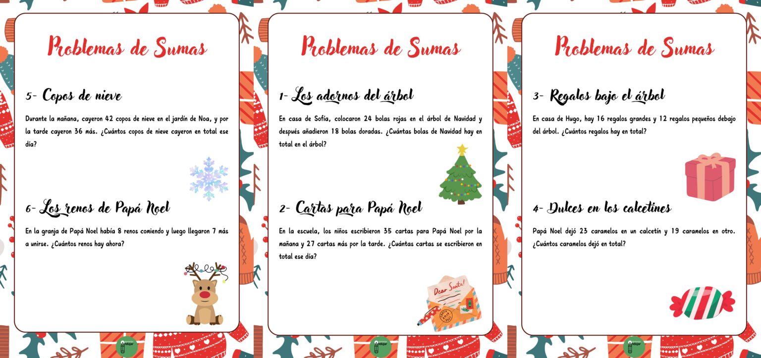 Problemas de Sumas Especial Navidad -Orientacion Andujar
