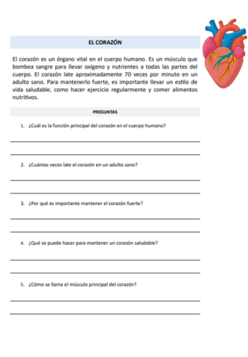 LECTURAS COMPRENSIVAS EL CUERPO HUMANO -Orientacion Andujar