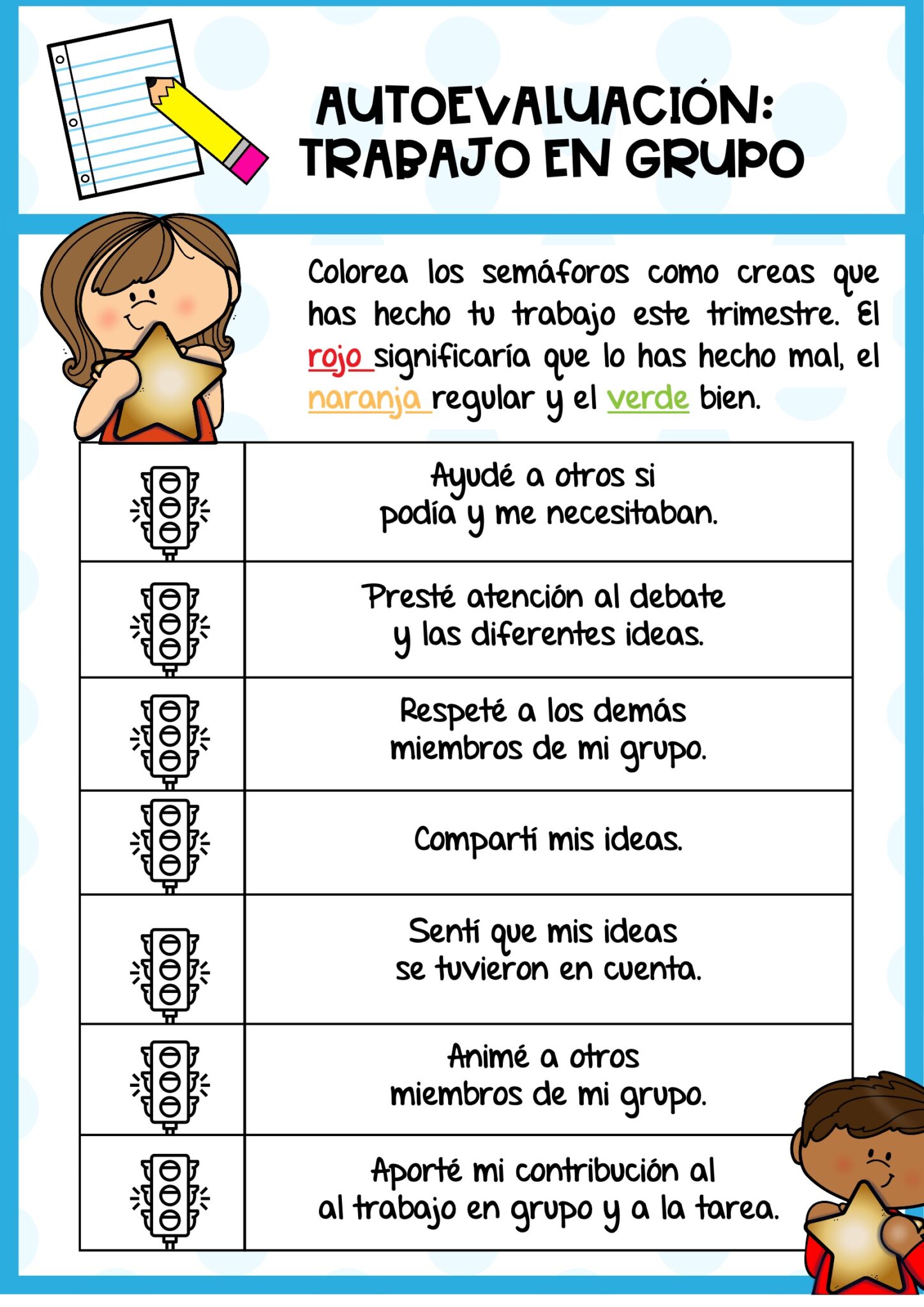 5 PLANTILLAS PARA LA AUTOEVALUACIÓN DEL TRABAJO EN GRUPO -Orientacion ...