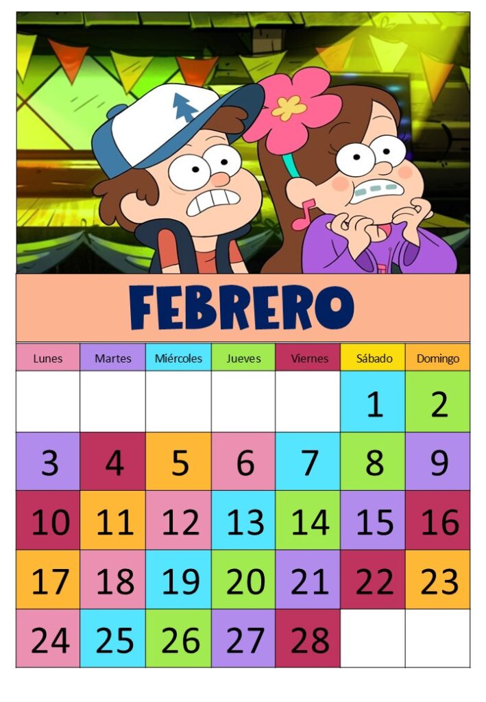 CALENDARIO 2025 Gravity Falls A TODO COLOR MODELO 1 -Orientacion Andujar