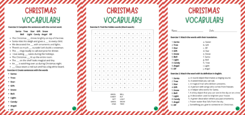 Actividades de Vocabulario en Inglés sobre la Navidad -Orientacion Andujar