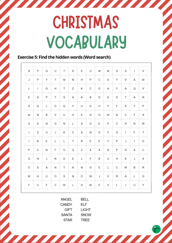 Actividades de Vocabulario en Inglés sobre la Navidad -Orientacion Andujar