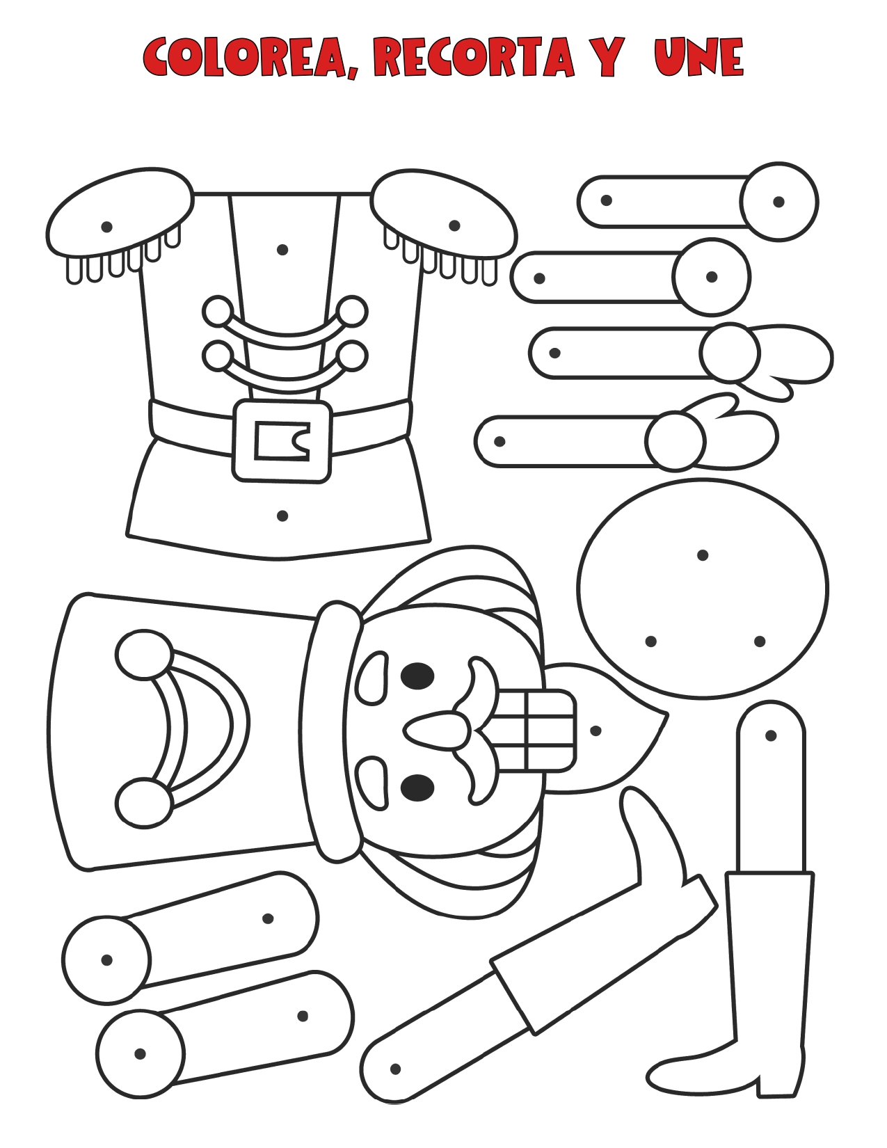 Colorea, recorta y une este cascanueces para hacer una bonita marioneta ...