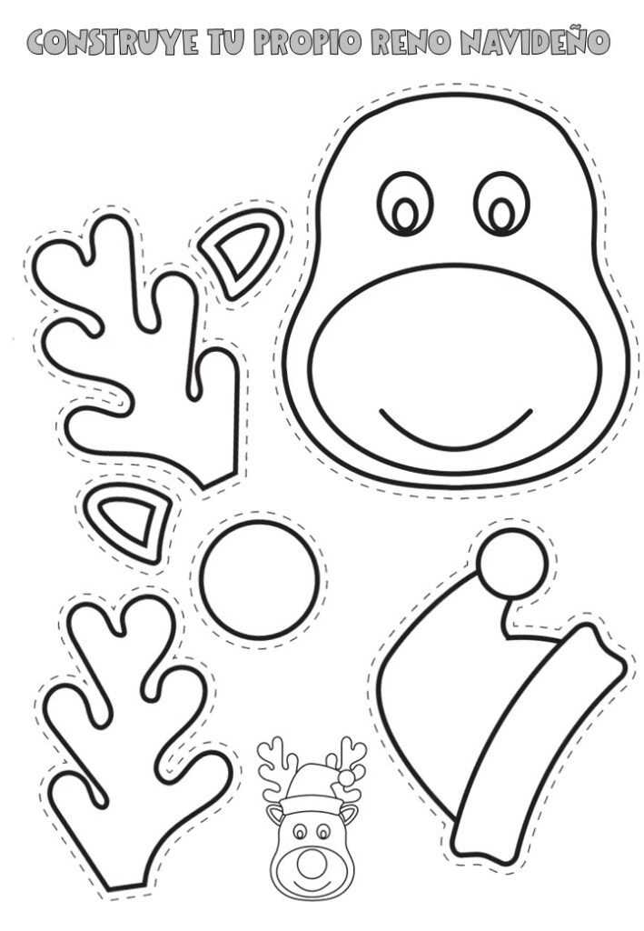 Colorea recorta y pega para construir tu reno navideño -Orientacion Andujar