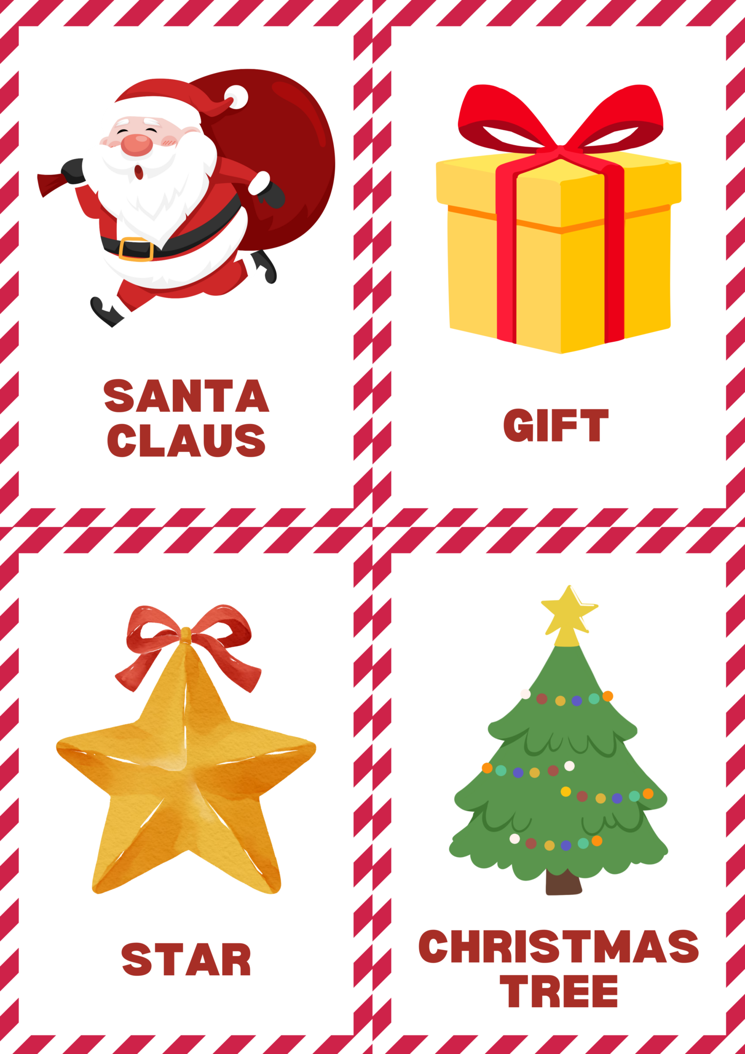 Tarjetas de Navidad en inglés con pictogramas para imprimir y decorar ...