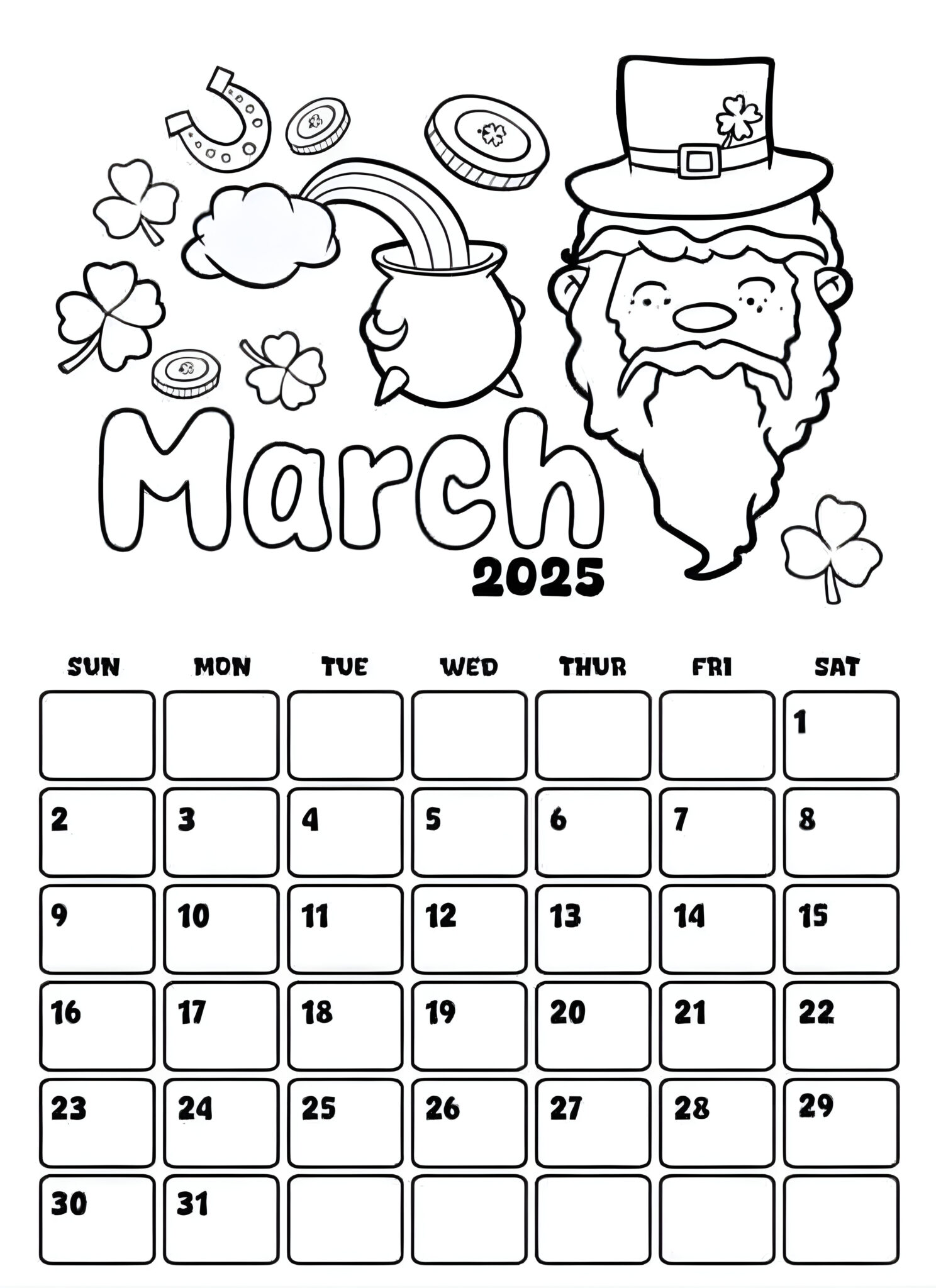 Calendario 2025 en ingles para colorear y divertirse -Orientacion Andujar