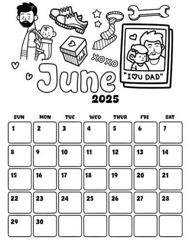 Calendario 2025 en ingles para colorear y divertirse -Orientacion Andujar