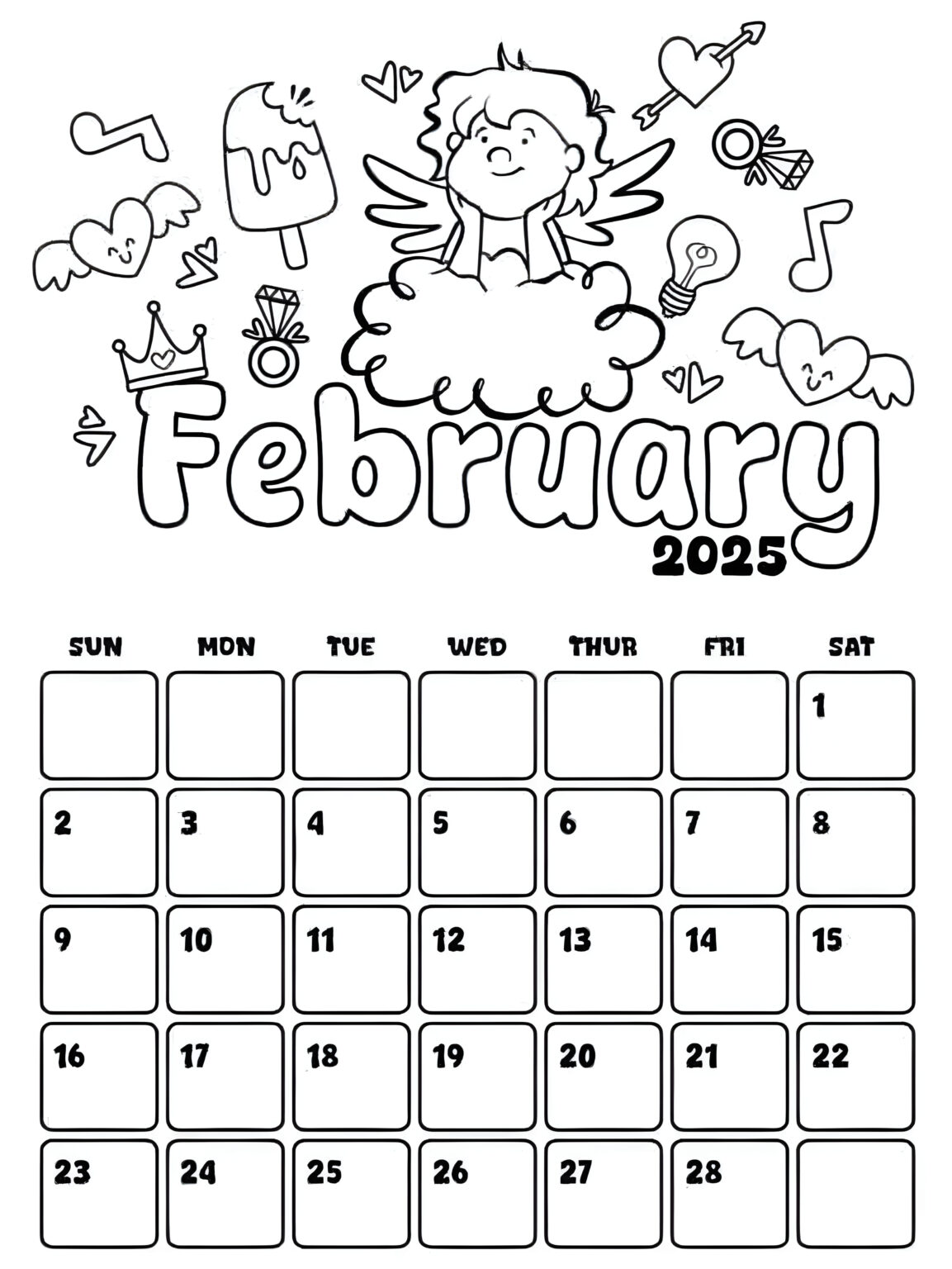 Calendario 2025 en ingles para colorear y divertirse -Orientacion Andujar