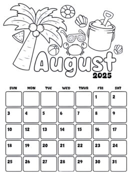 Calendario 2025 en ingles para colorear y divertirse -Orientacion Andujar